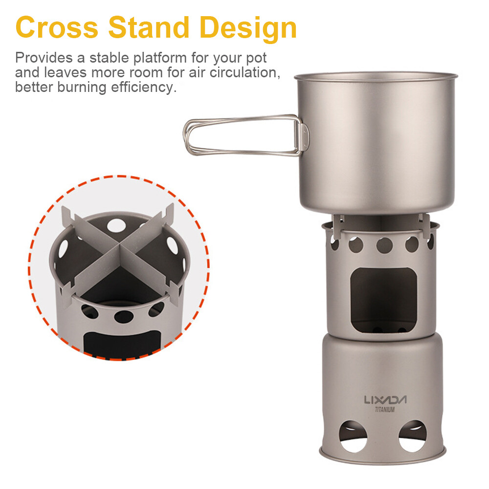 TOMSHOO Lixada Portable Camping Wood Stove Folding Lightweight Titanium ...