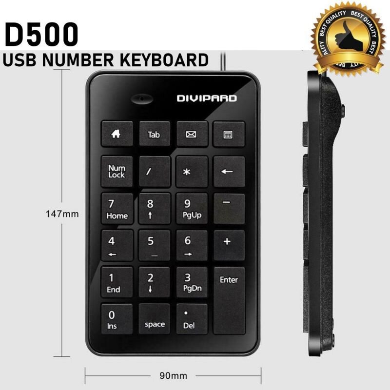 DIVI D500 WIRED / WIRELESS NUMBER PAD Slim USB 23 Keys Number Pad ...