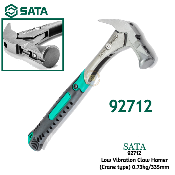 SATA [ 92712 ] Low Vibration Claw Hammer (Crane type) 0.73kg/335mm | Lazada