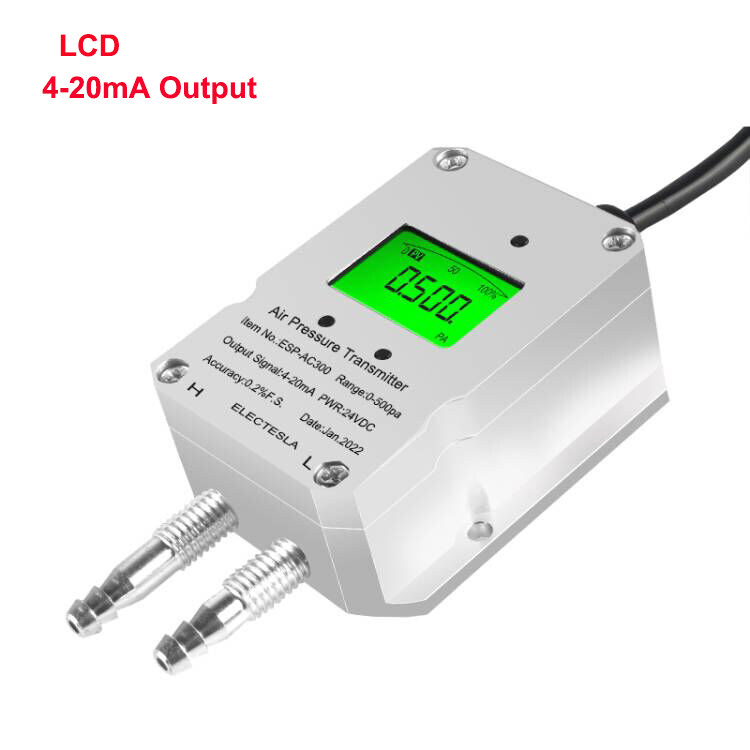 LCD Wind Pressure Transmitter Output RS485 4-20mA Differential Pressure Negative Pressure -50-0 ...