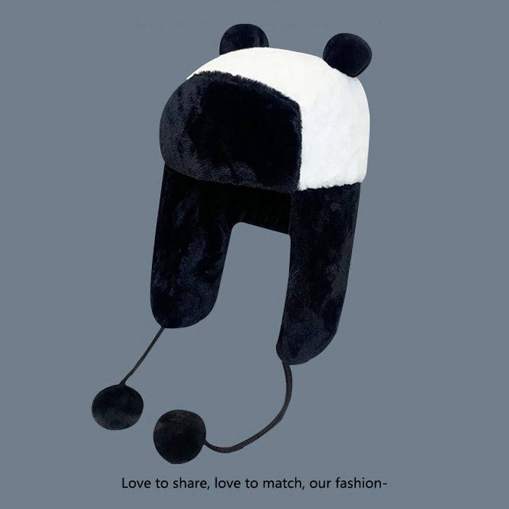 【Ready Stock/COD】Men Faux Fur Cute Panda Ski Cap Trapper Hat Earflap ...