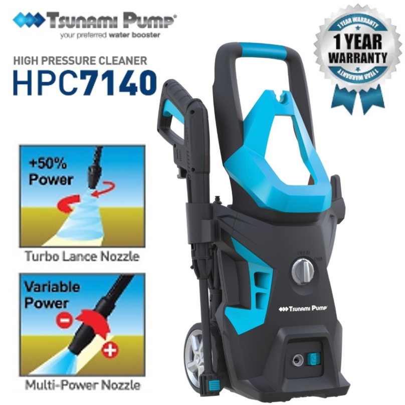 【1 Year Warranty】TSUNAMI HPC7140 1800W 140 Bar High Pressure Cleaner Water Pump Jack Pressure ...