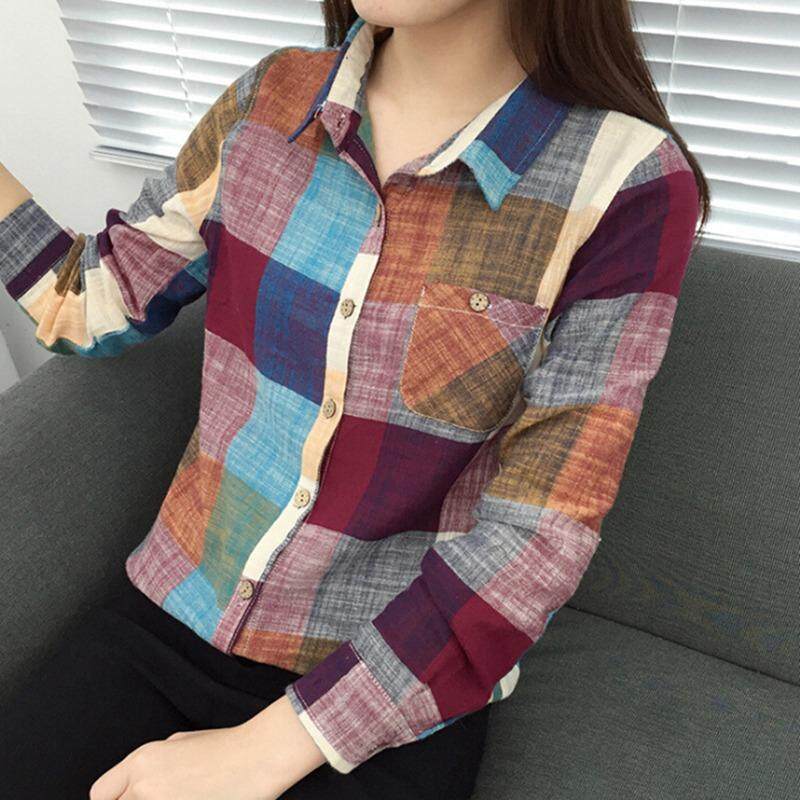 BBty แฟชั่นผู้หญิงสไตล์ใหม่ฝ้ายและผ้าลินินตาข่ายหญิงเสื้อแขนยาวเสื้อ ...