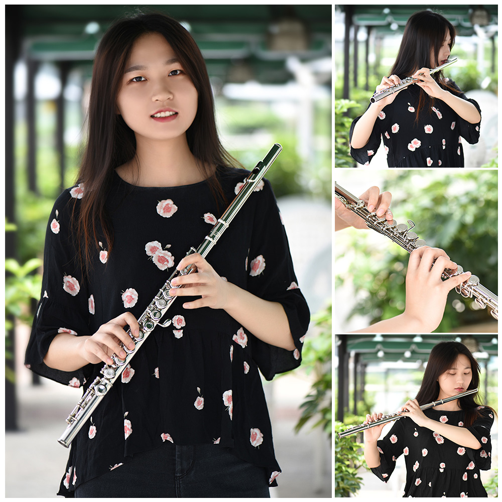 Muslady Western Concert Flute Nickel Plated 16 Holes C Key Cupronickel ...