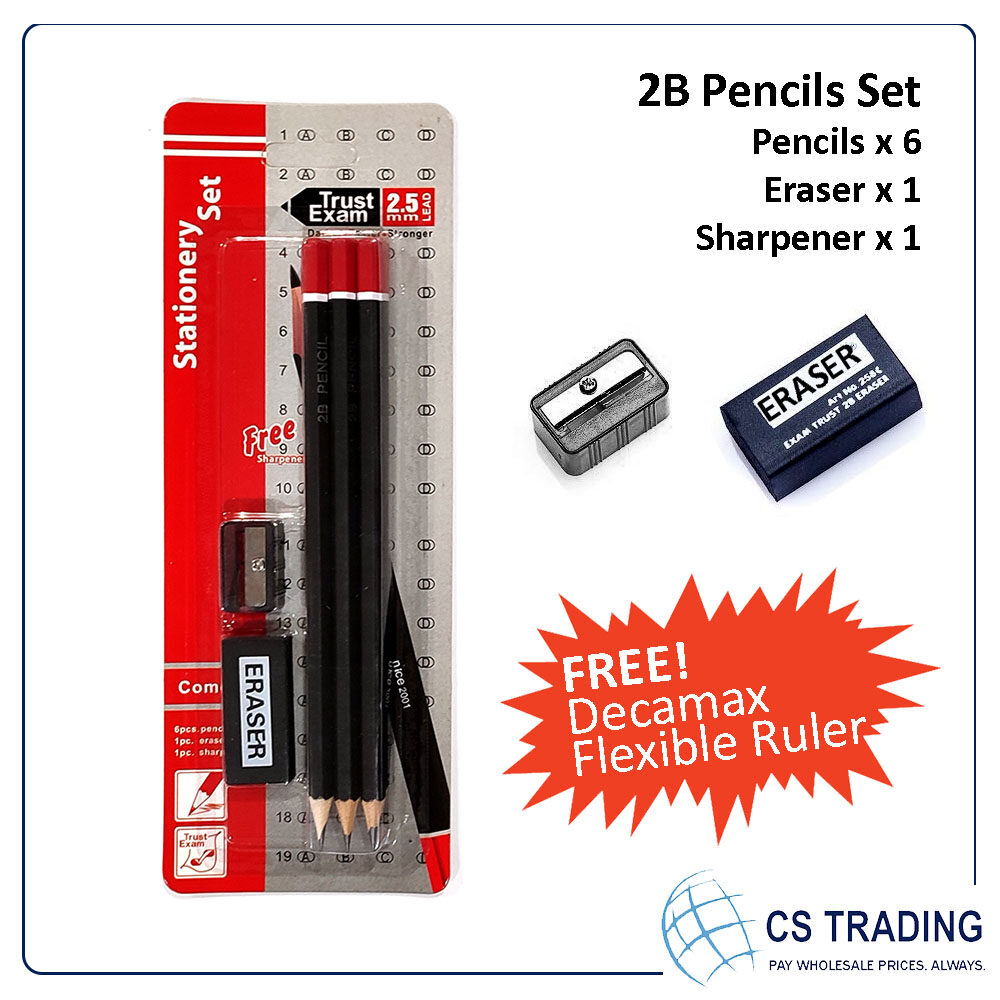 [FREE: Decamax Ruler] Nieki 2B Pencils Set Exam Grade | Lazada