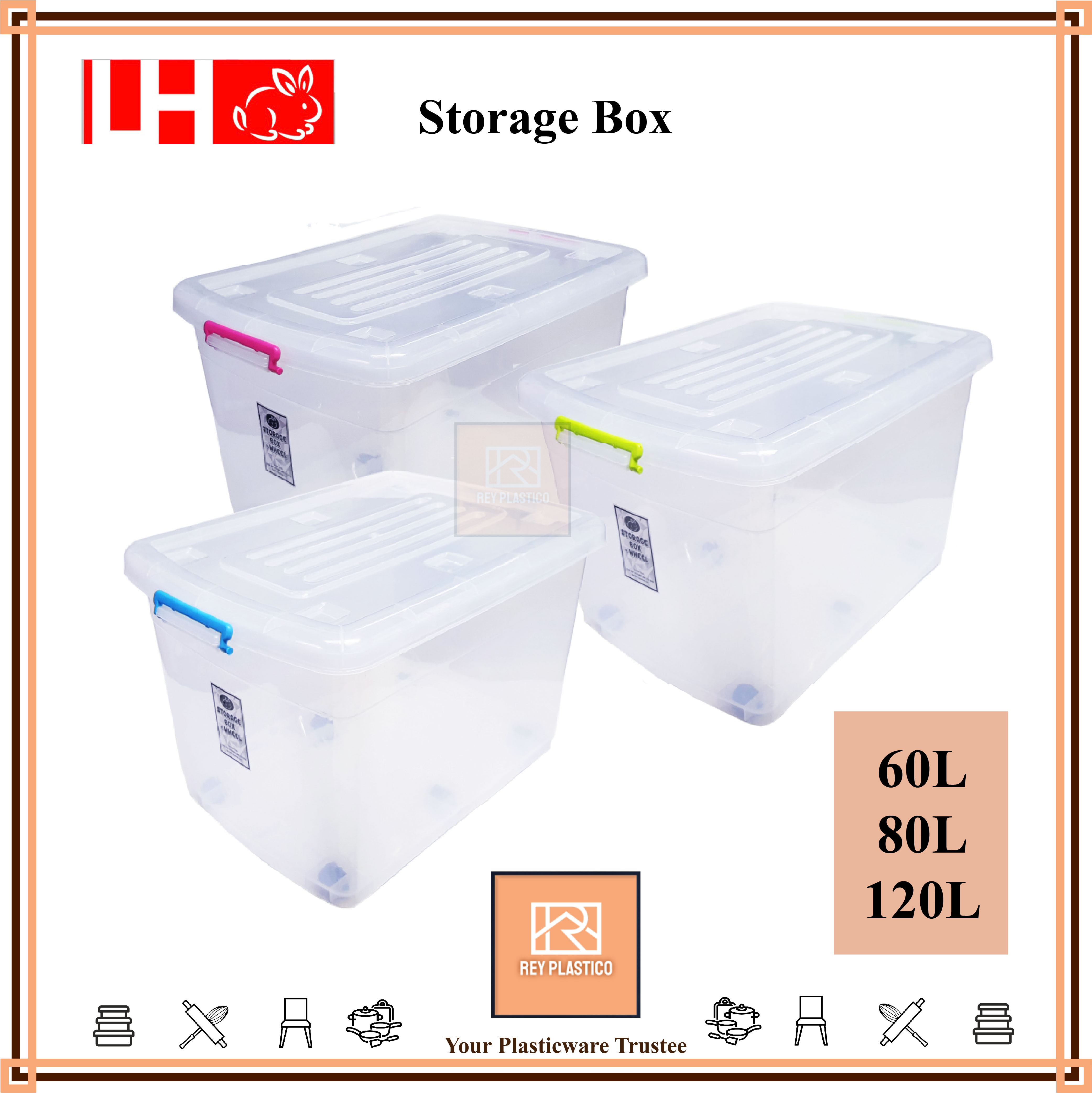 60L 80L 120L Storage Box with Wheels/ Plastic Storage Box/ Storage Box ...