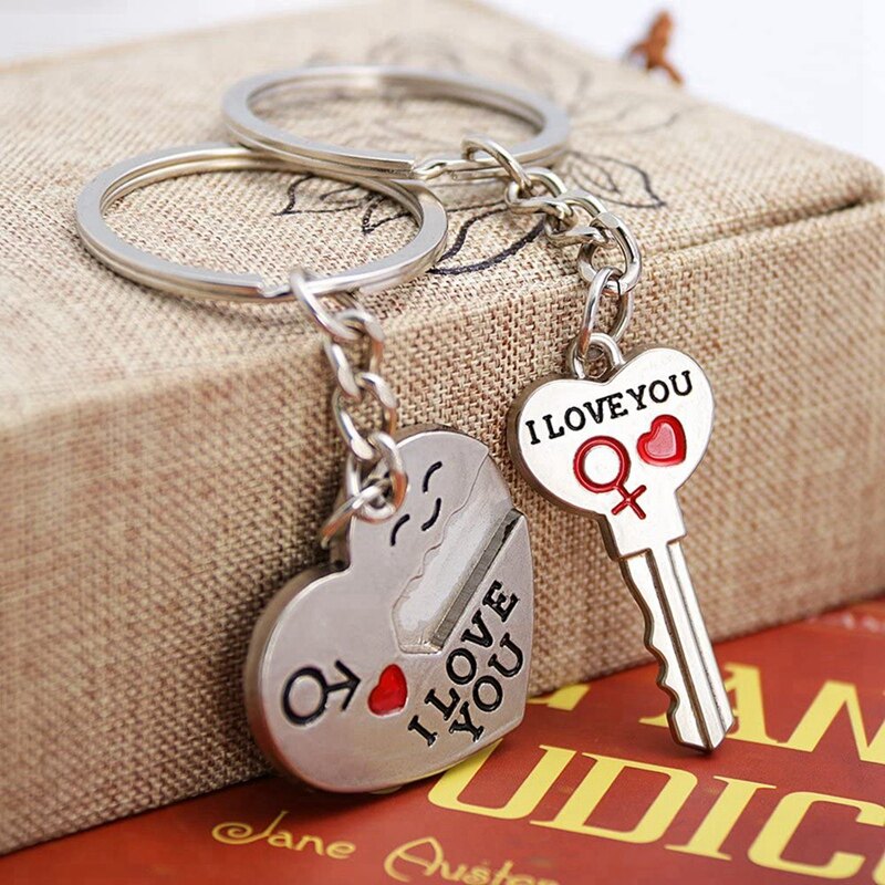 I Love You Heart Key Valentine Chain Ring Keyring Cute Lover Gift, 2 ...