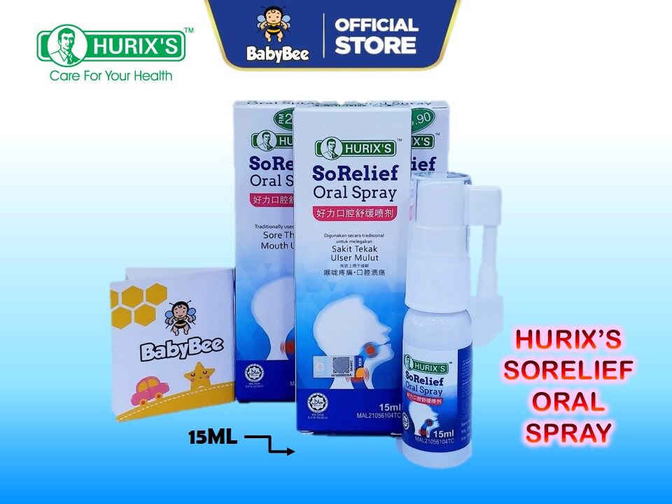 Hurix's SoRelief Oral Spray (15ml) - sore throat & mouth ulcer | Lazada