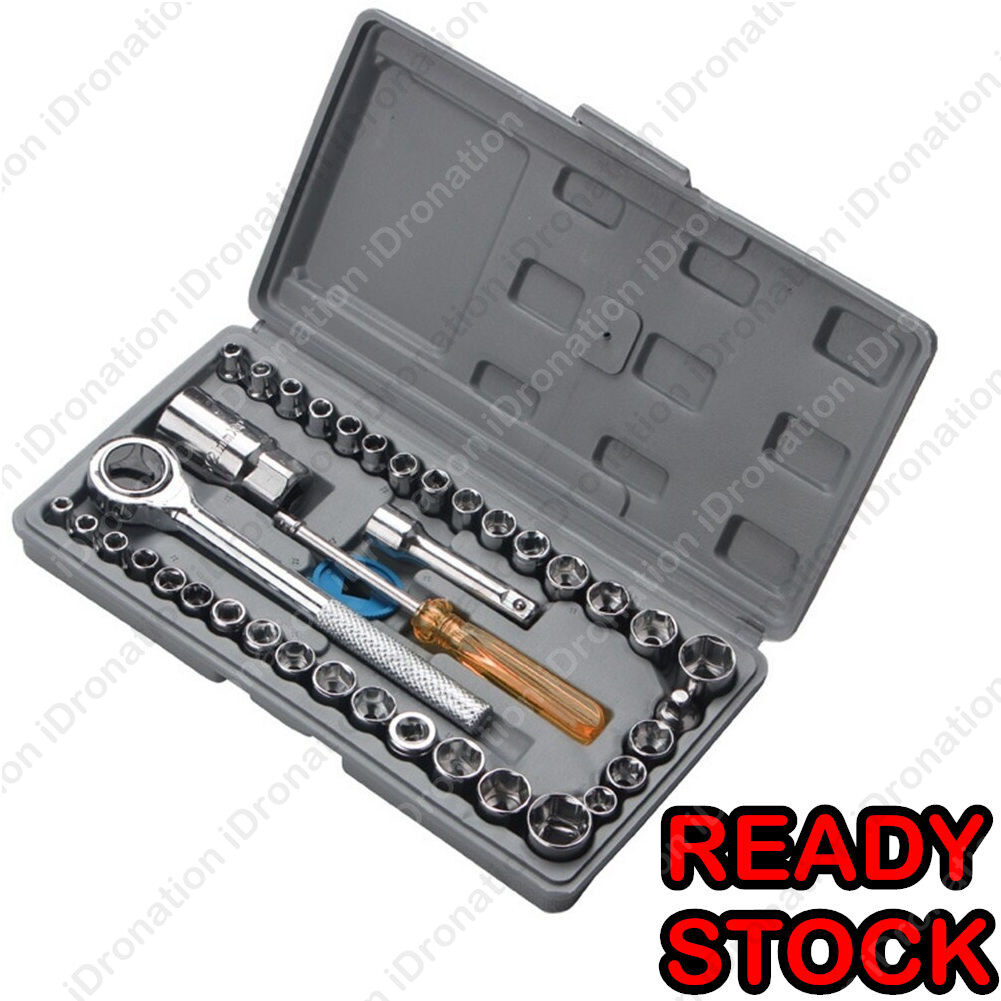 40PC 40pcs 40 PC Combination DIY Hand Tools Ratchet Socket Bolt Handle Set Tool Box Spanner ...