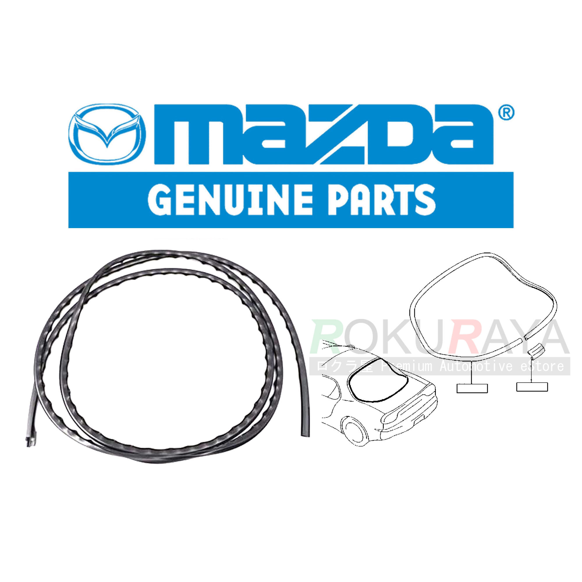 Mazda RX7 RX-7 FD3S Rear Back Window Glass Bonnet Bonet Hatch Rubber ...