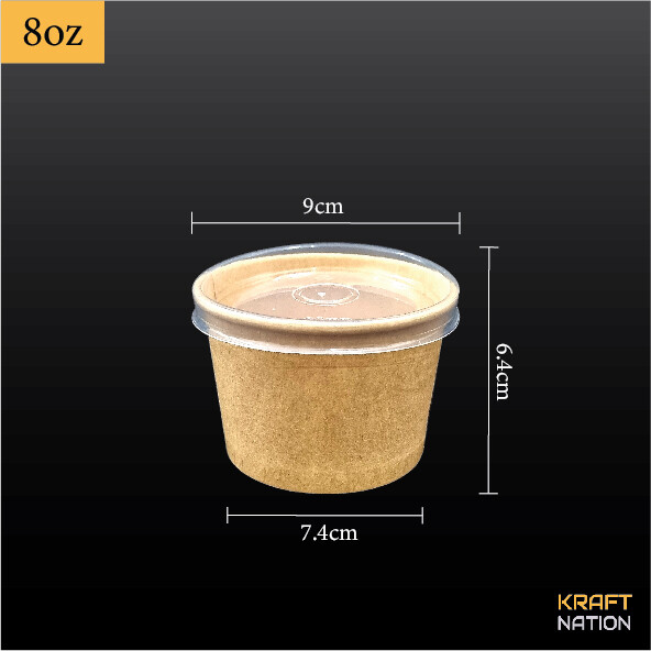 [Premium] Disposable Kraft Brown Paper Porridge/Soup Tub 8/12/16/26 ...