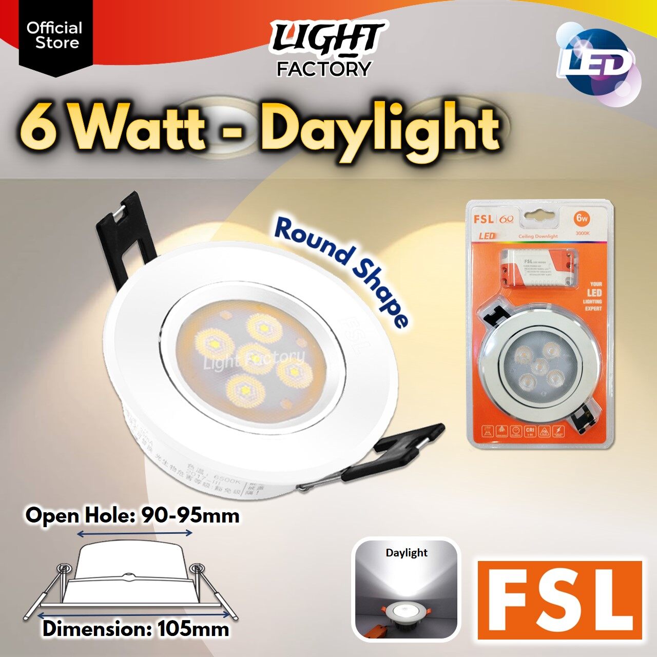FSL Recessed LED Eyeball 4W | 6W Spotlight LED SMD Recessed Light LED ...