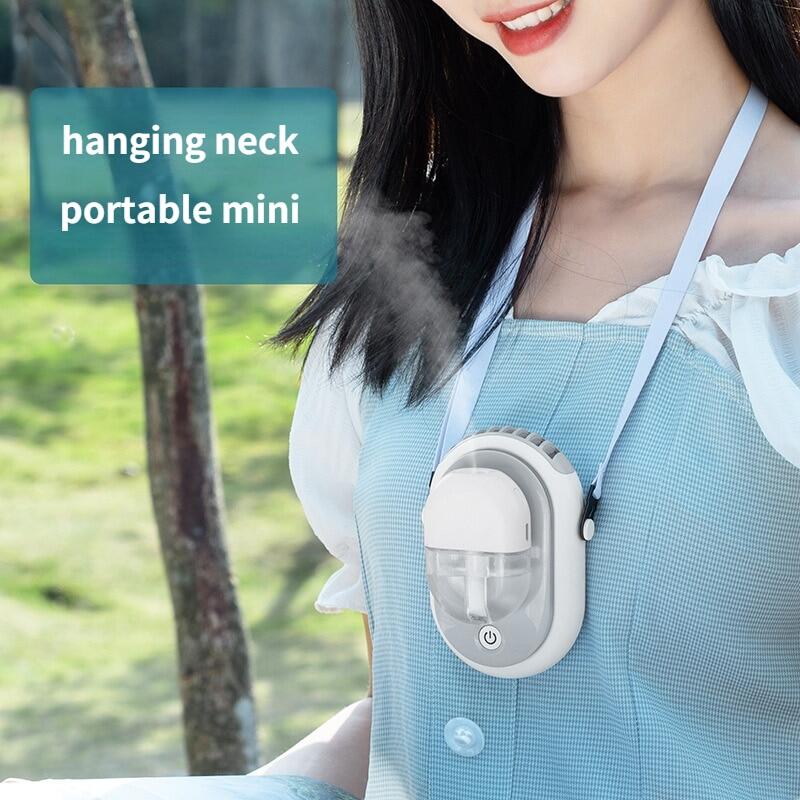 2In1แขวนคอพัดลมมินิ Water Mist Sprayer Humidifier Air Cooling ...