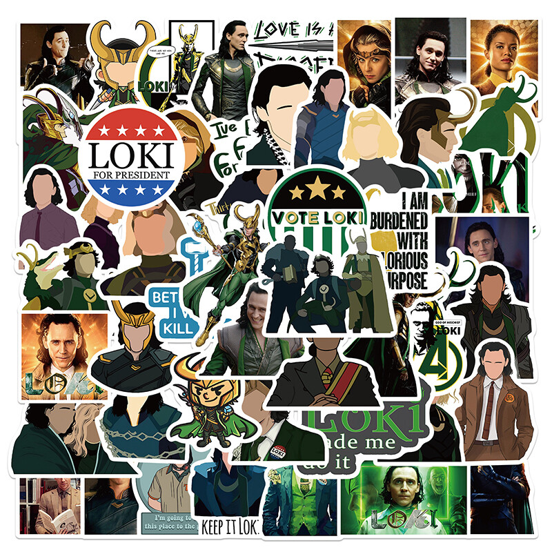 50pcs Marvel Movie Loki Decal Vinyl for Kids Skateboard Laptop Guitar ...