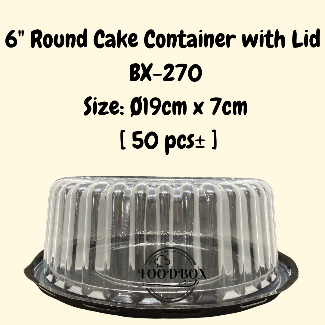 FOODBOX - BX-270 ( 50sets±) 6" Round Cake Container with Lid Plastic ...