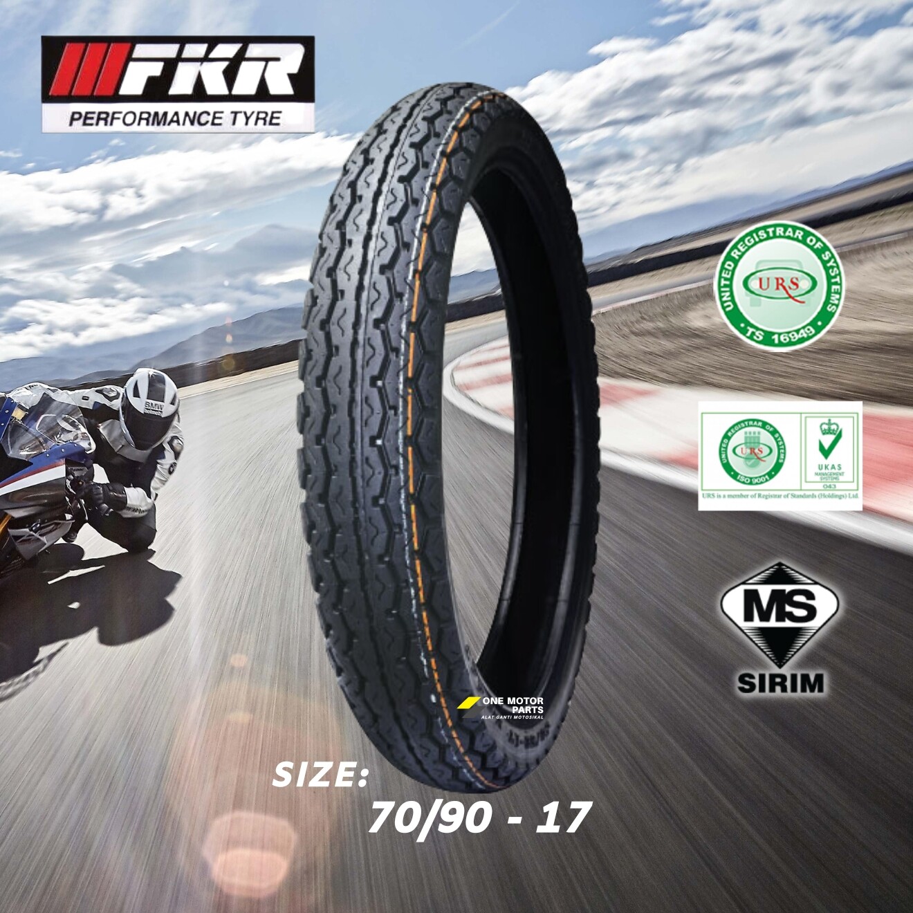 Tubeless Tyre FKR Epsilon HT200 Tayar Tanpa Tuib Motosikal Saiz 70/90 ...