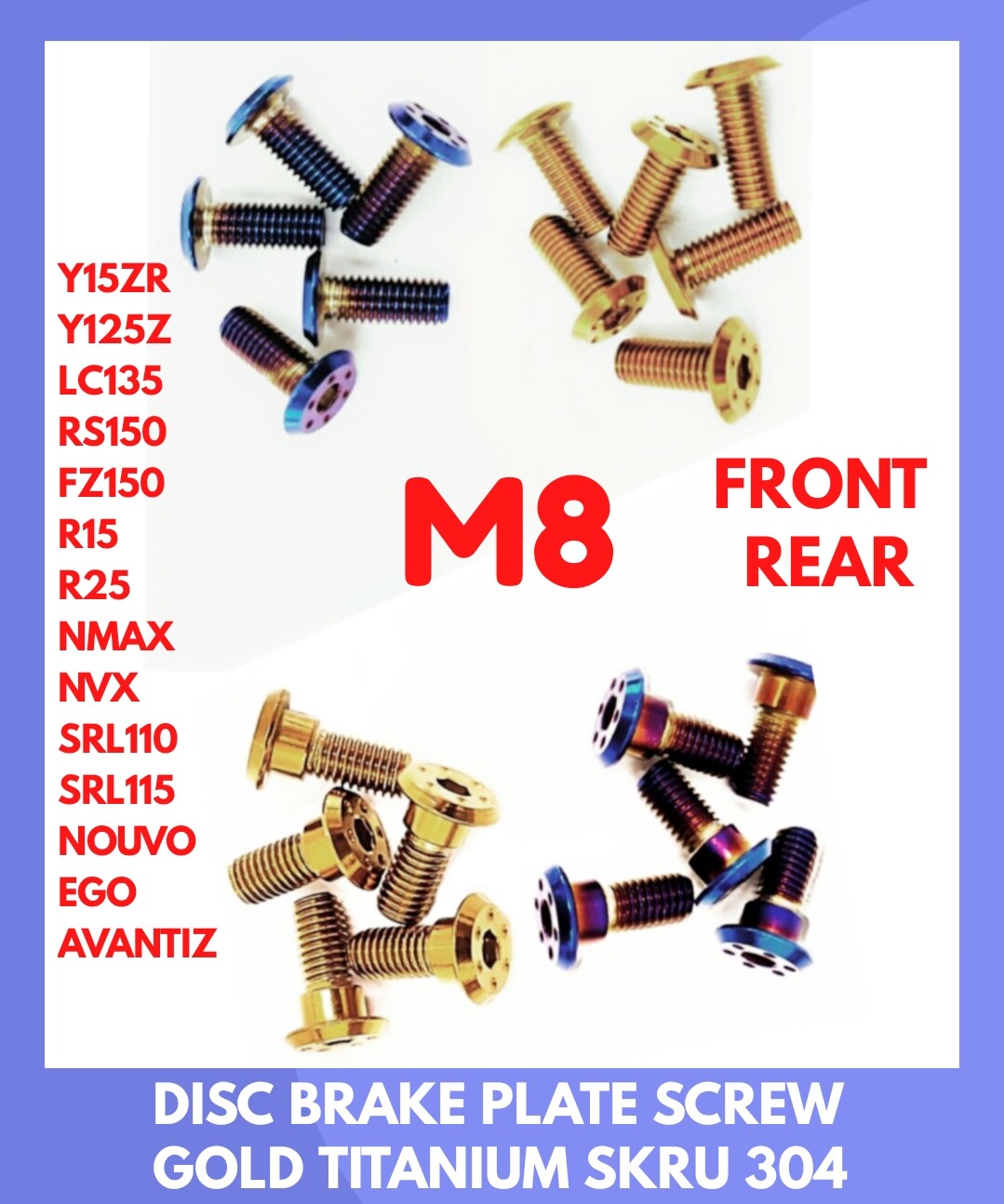 UNIVERSAL FRONT / REAR DISC BRAKE PLATE SCREW M8 - SKRU 304 STAINLESS ...