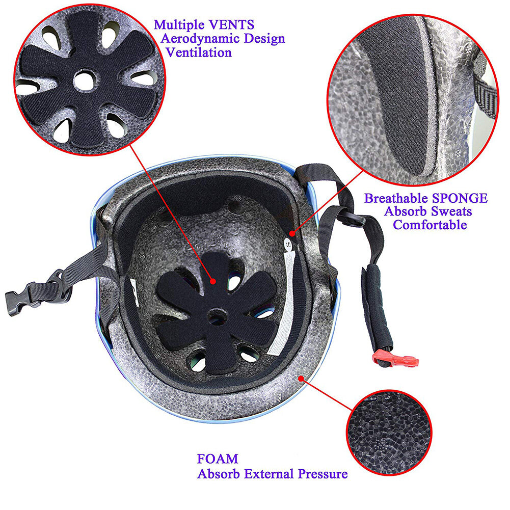 7 Pcs Skateboard Helmet Protector Set Elbow Wrist Knee Pads Helmet ...