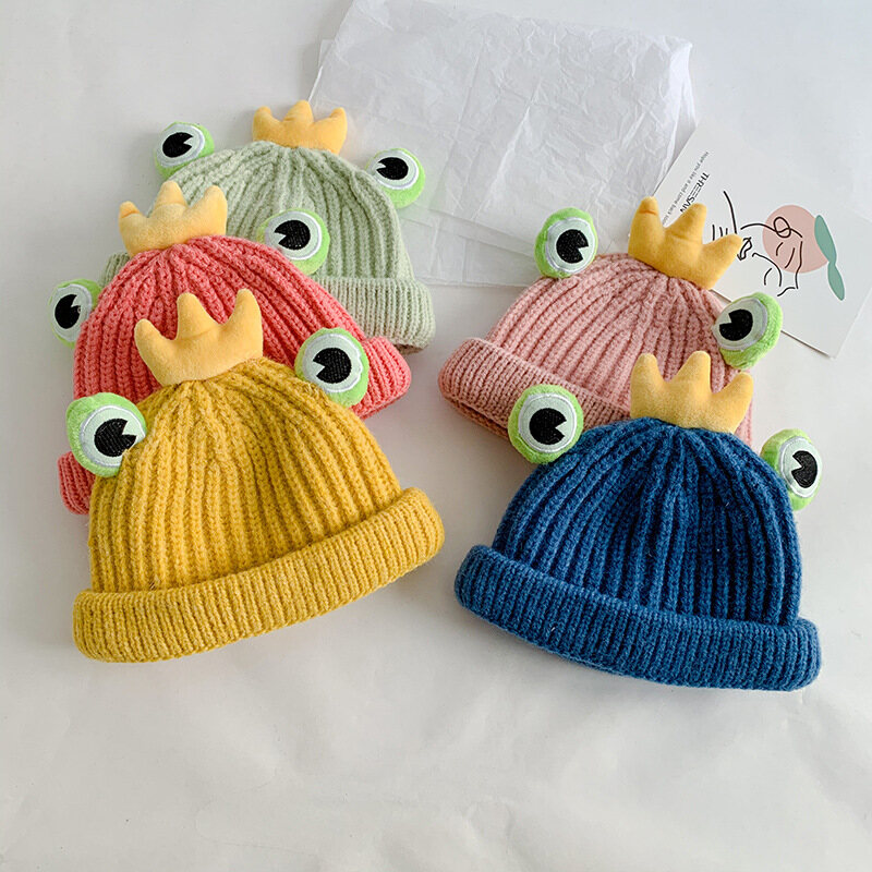 Winter Warm Baby Hat Cute Frog Shape Cap Kids Boys Girls Hats Solid ...