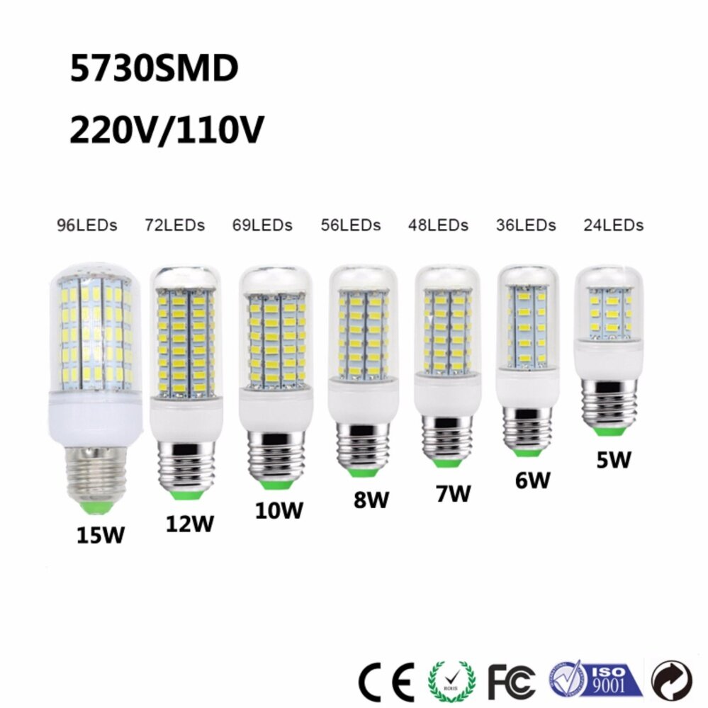 GoSport หลอดไฟ LED ทรงข้าวโพด E27 E14 5730 SMD 220V 110V 24-96LEDs 5-15W ไฟสปอตไลท์ในร่ม ...