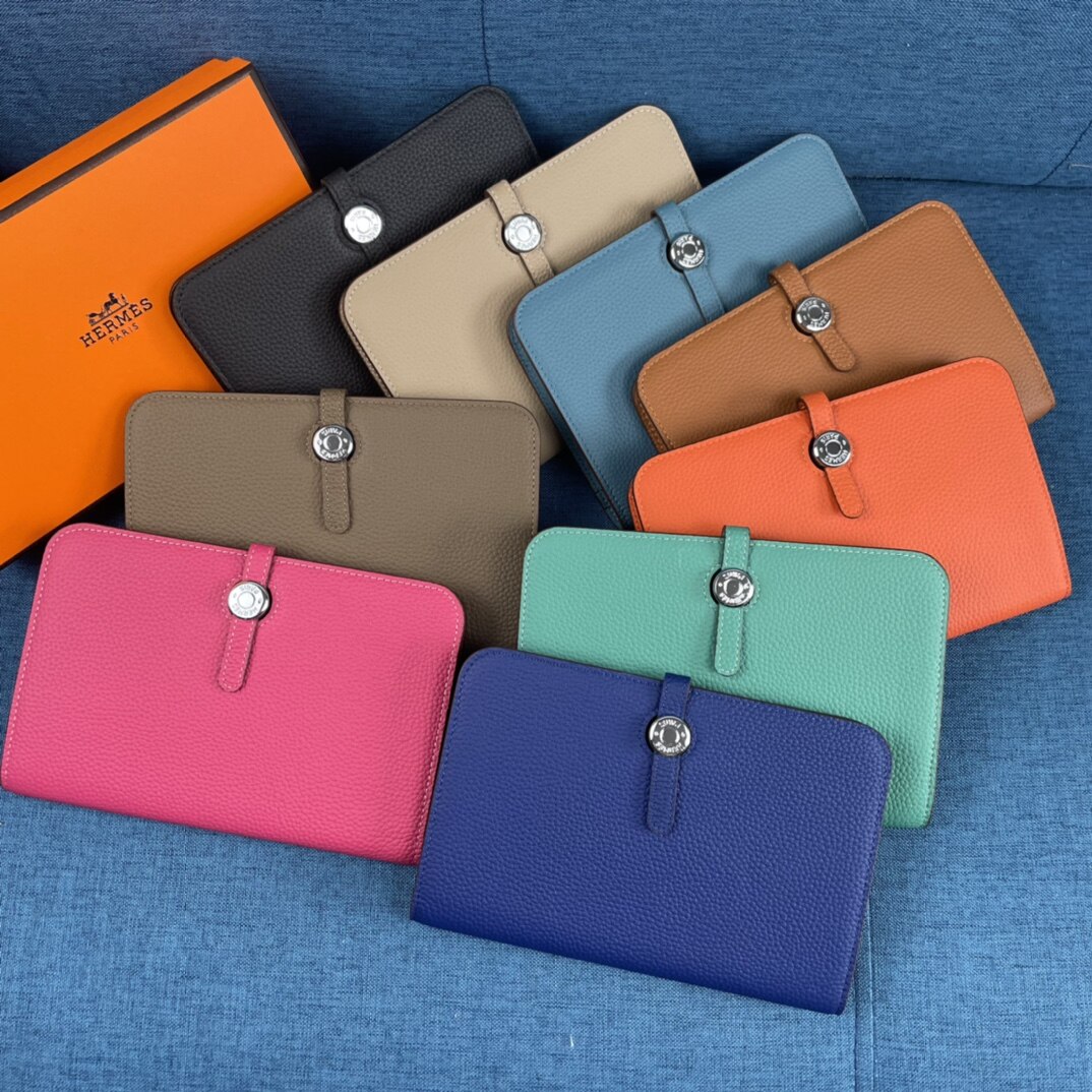 [Gift box] 2022 new H long leather wallet Korean version lychee pattern ...