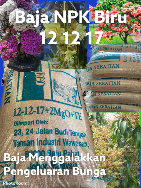 10kg💥Baja NPK Blue 12 12 17 / Baja Menggalakkan Pengeluaran Bunga/Buah ...