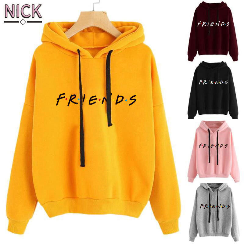NICK Hooded Sweater For Women Plus Size Loose Hooded Solid Color Letter ...