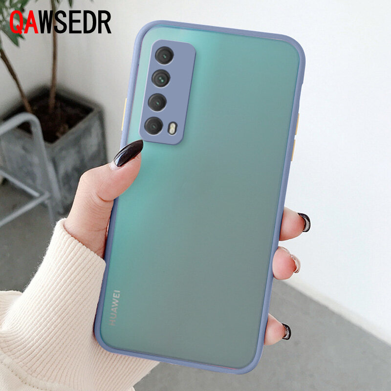 QAWSEDR เคสสำหรับหัวเหว่ย Y7A กล้องเต็มรูปแบบครอบคลุมซิลิโคนผิวแมตต์ ...