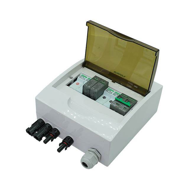 SUNPOLE Solar photovoltaic PV Combiner Box With Lightning Protection 2 input 1 out 500V DC Fuse ...