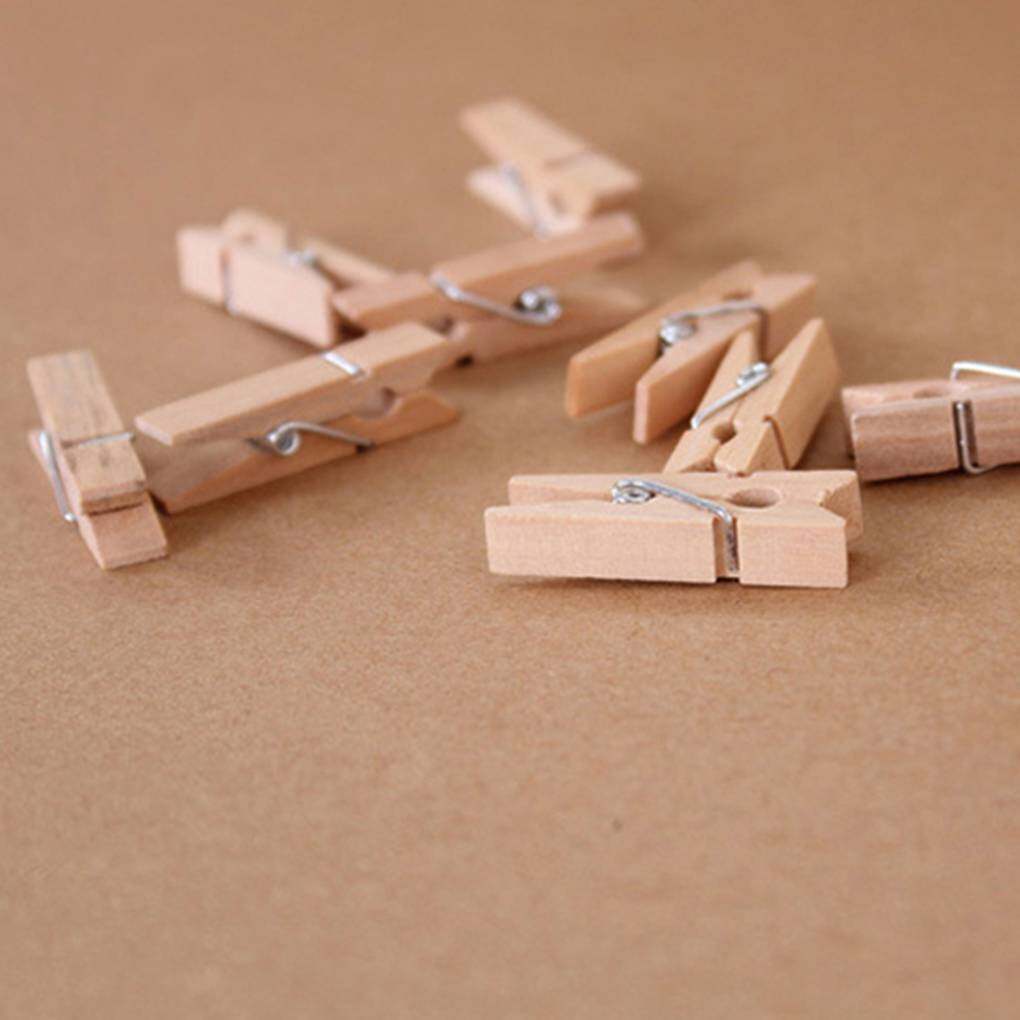 100 PCS Wholesale Small Size 25mm Mini Natural Wood Clip For Photo Clip ...