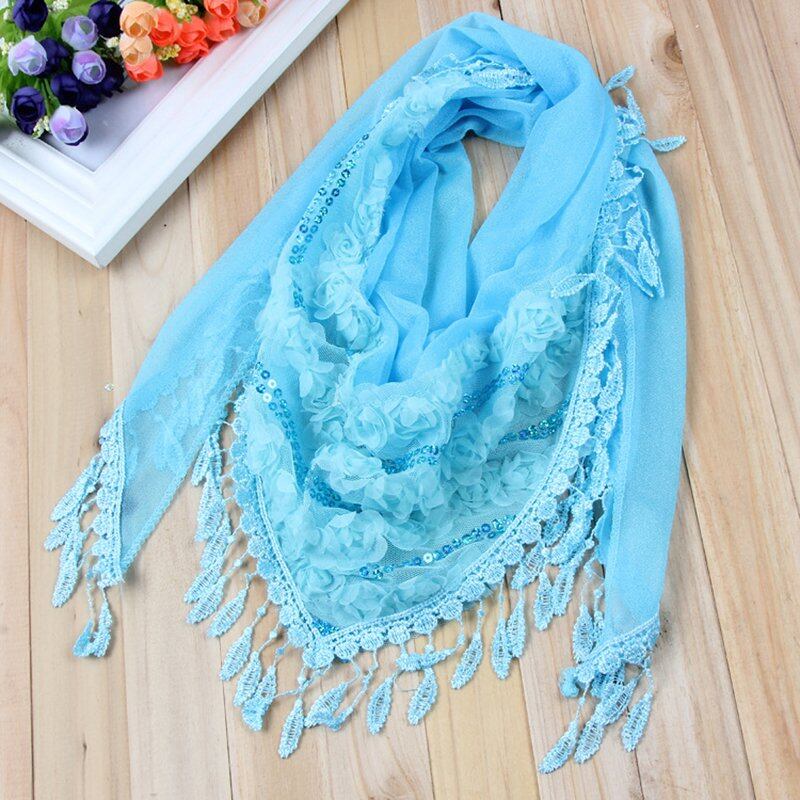 Women’s Embroidered Scarf Trigonometric Cape Scarves Shawl Bib Tassel ...