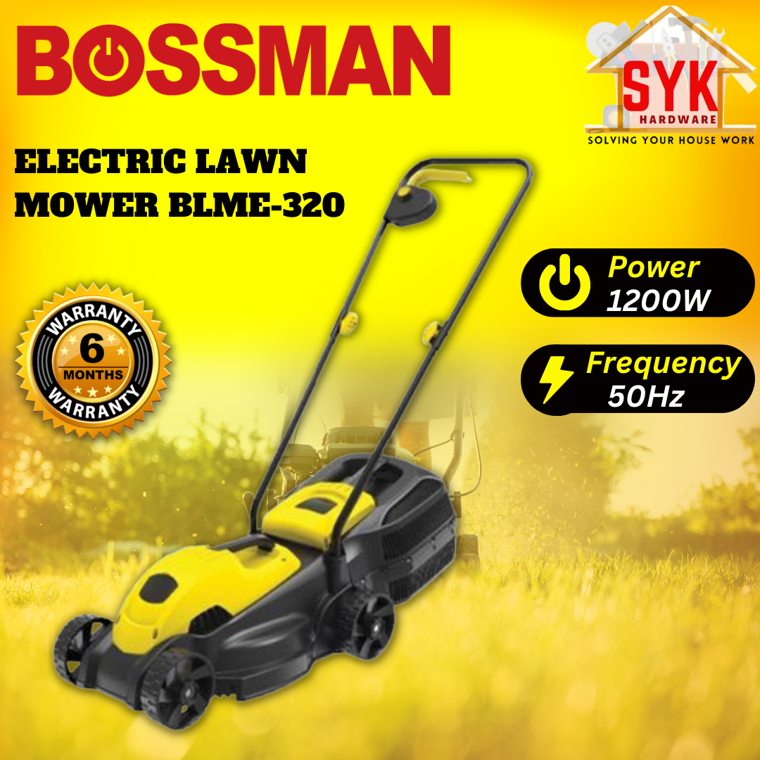 SYK Bossman BLME-320 Electric Lawn Mower Hand Push Machine Mesin Rumput ...
