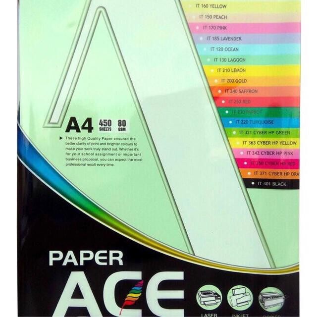 ACE A4 Colour Paper 80gsm (450's) | Lazada