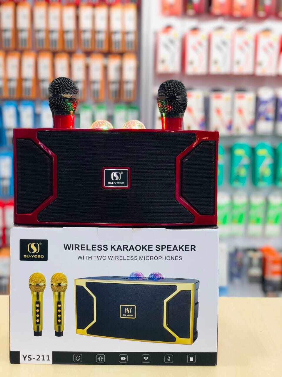 SU-YOSD YS-211 WIRELESS KARAOKE SPEAKER WITH TWO WIRELESS MICROPHONES ...