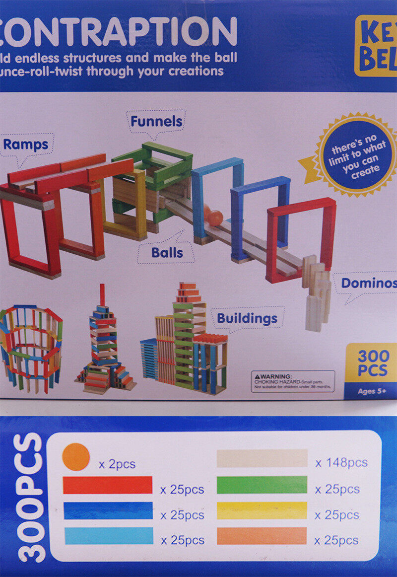 Key Bell Contraption Wooden Building Blocks Ramp Ball Run Building Toy ...