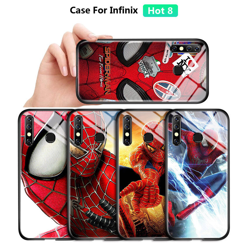 UCUCสำหรับInfinix Hot 8 8 Pro CC7 กรณีX650 X650Cแก้วเคสมือถือSpiderman ...