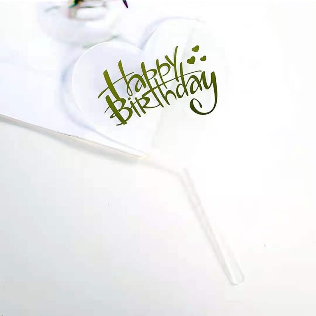 WAWA 英文字母 Happy Birthday 亚克力心形蛋糕装饰插牌 heart shape acrylic cake ...