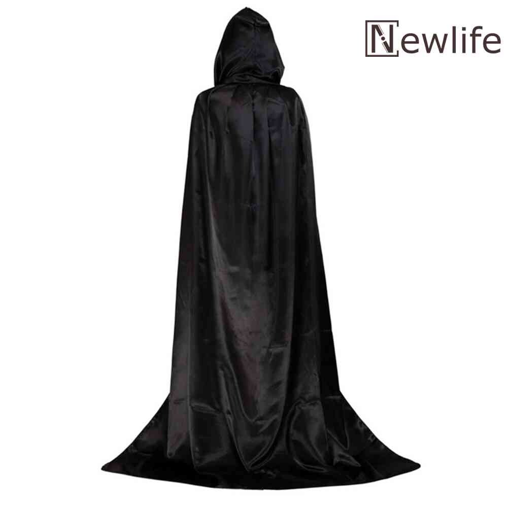 Halloween Cape Cosplay Costume Hooded Cloak Vampires Witches Robe Black ...
