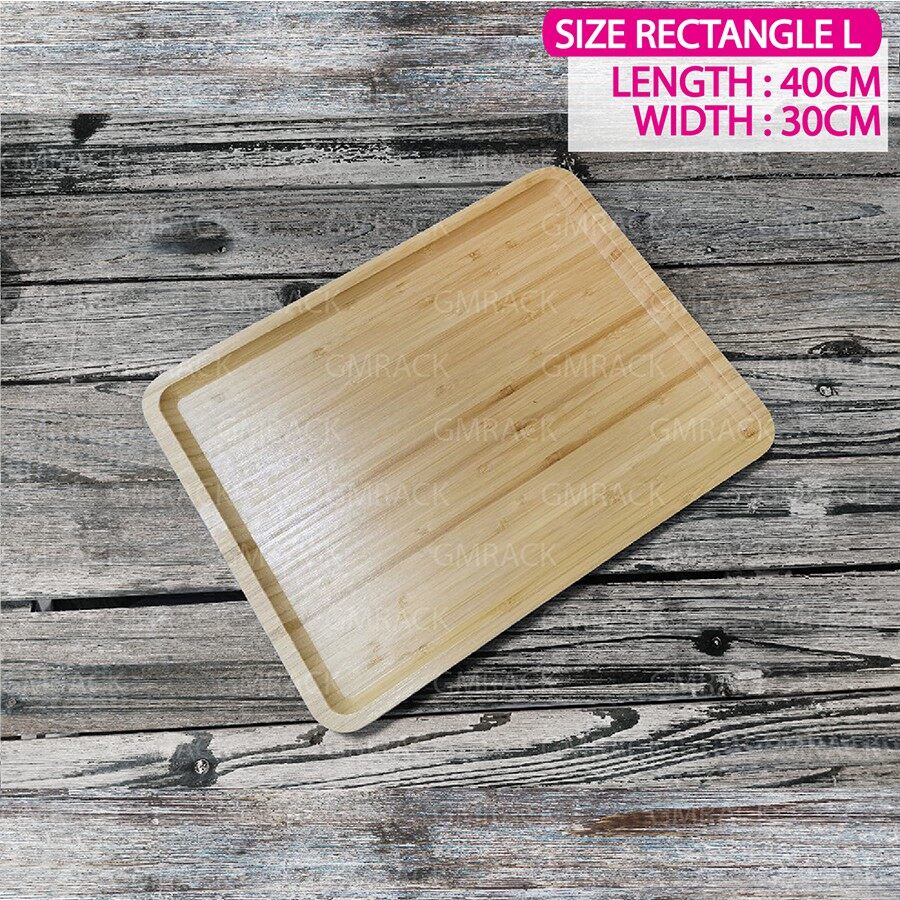 [GMRACK] PIRING DULANG KAYU SEGI EMPAT PANJANG WOODEN PLATE TRAY ...
