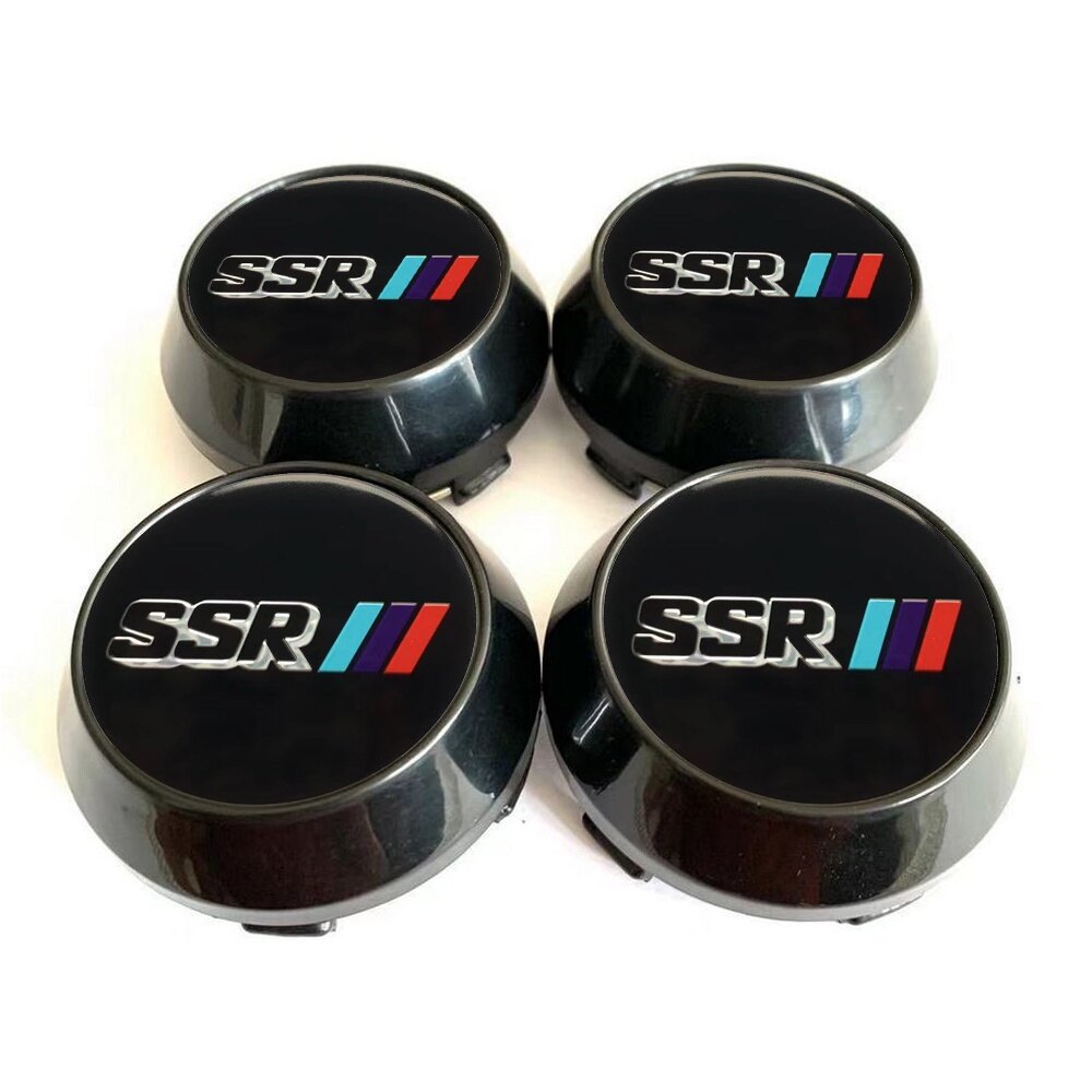 NEW 4pc 60MM SSR Logo Black Silver center caps Car Modified Wheel ...