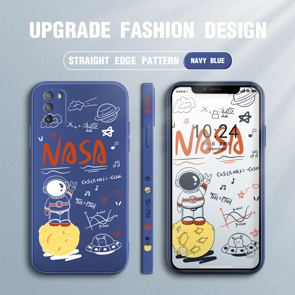 Hontinga Casing Case For Xiaomi Poco M3 Case NASA Astronaut Moon Design Case Square Original ...