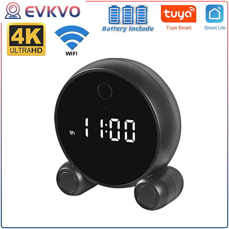 EVKVO Tuya Smart Life 4K HD Clock Lens Surveillance Camera Mini Cam ...