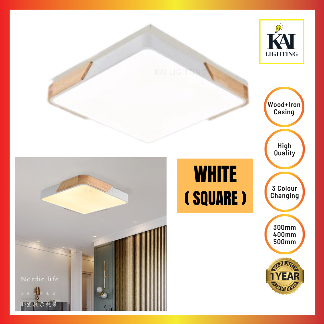 NORDIC MUJI CEILING LIGHT 50CM MODERN LED SURFACE WOOD FRAME CEILING ...