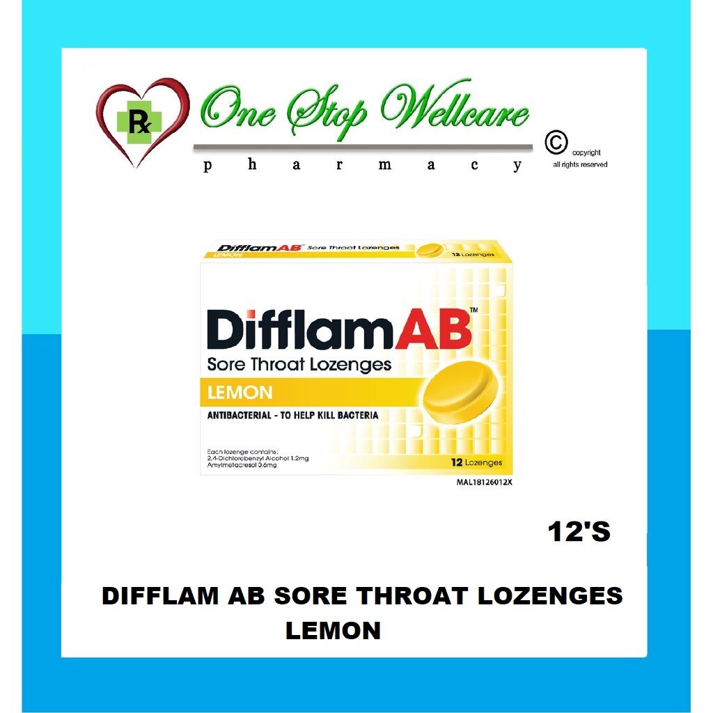 DIFFLAM AB SORE THROAT LOZENGES 12'S (1 BOX) (ORANGE / BLACKCURRANT ...