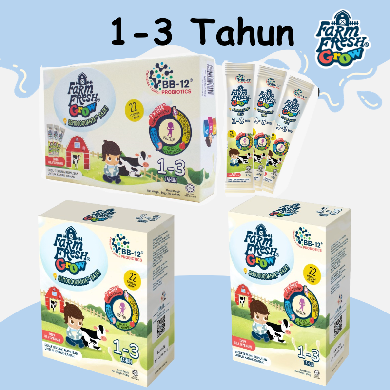 FARM FRESH GROW MILK POWDER 30G X 10 SACHETS 500G 800G 1-3 YEARS 4-6 YEARS | Lazada
