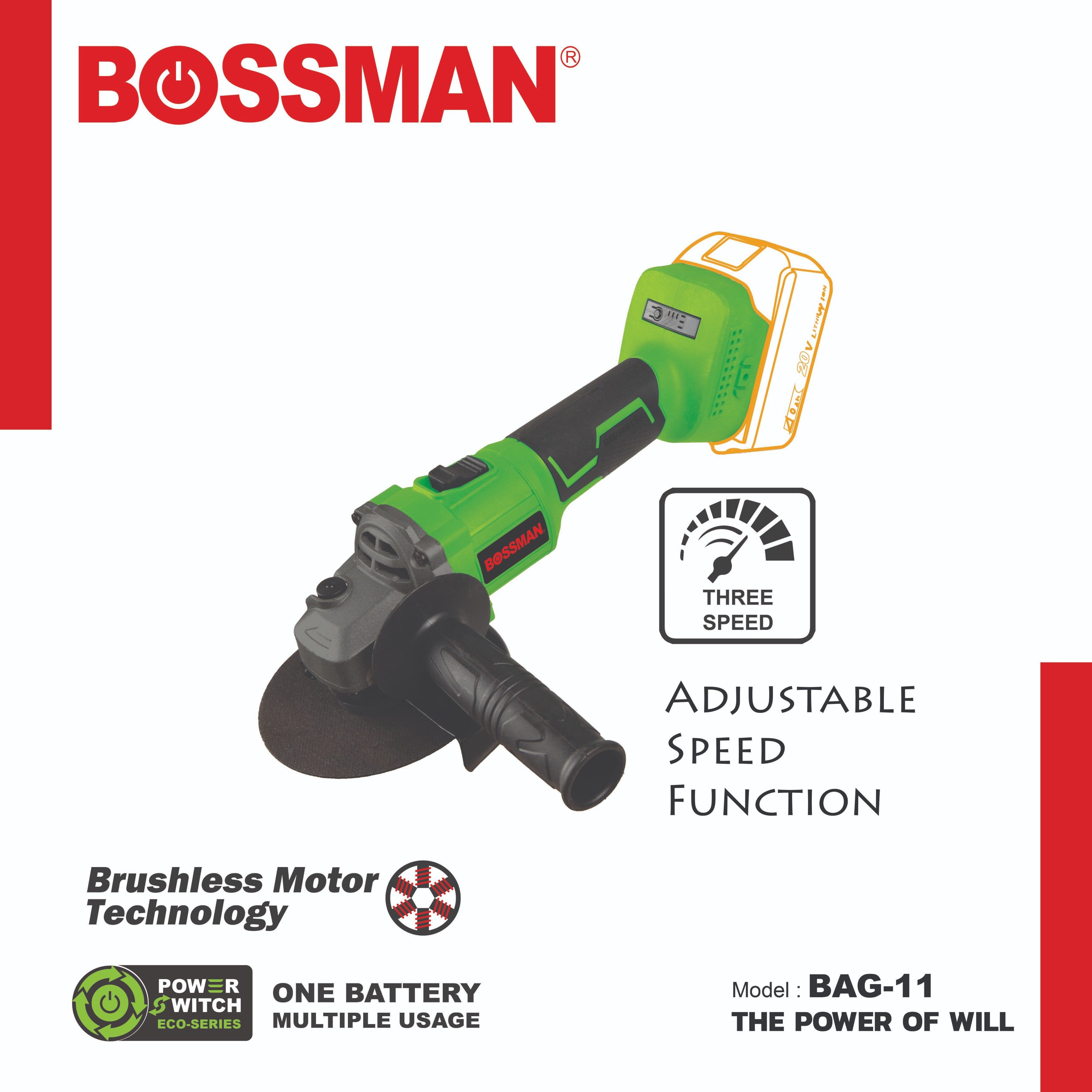 BOSSMAN - 20V Cordless Brushless Angle Grinder (Bare Machine)(BAG-11 ...