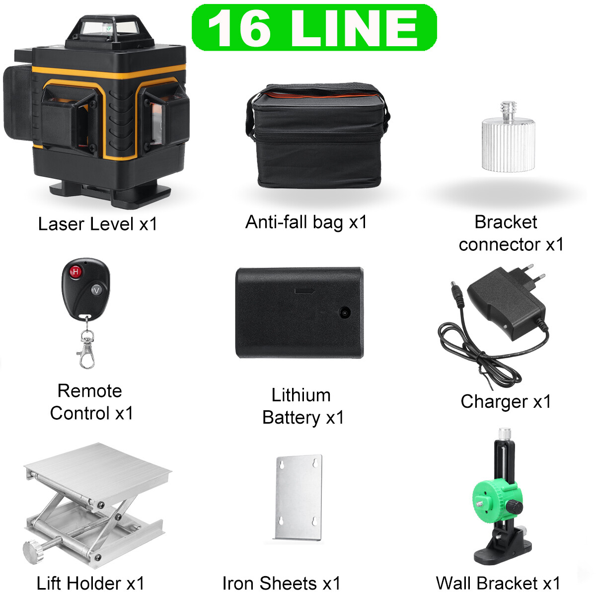 FASGet 16 Lines 4D 360° Lasers Level Self Leveling Line Holder Tool ...