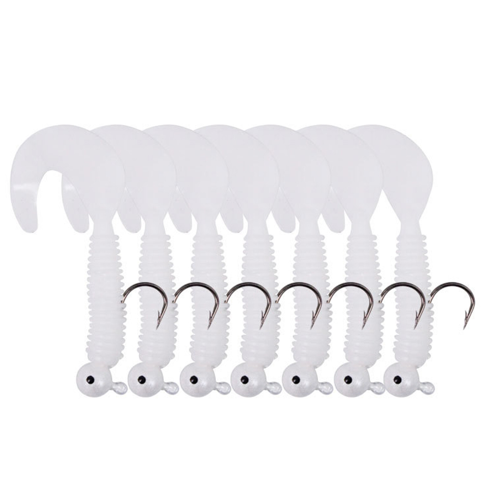 7Pcs/Bag Fishing Rigs Sharp Hook Easy to Use PVC Single-tailed Maggot ...
