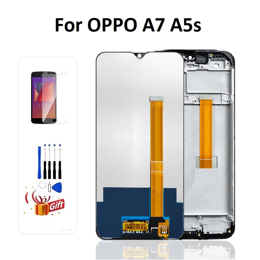 สำหรับ OPPO A5s AX5s จอแสดงผล LCD CPH1909จอกระจกซัมซุงสำหรับ OPPO A7 ...