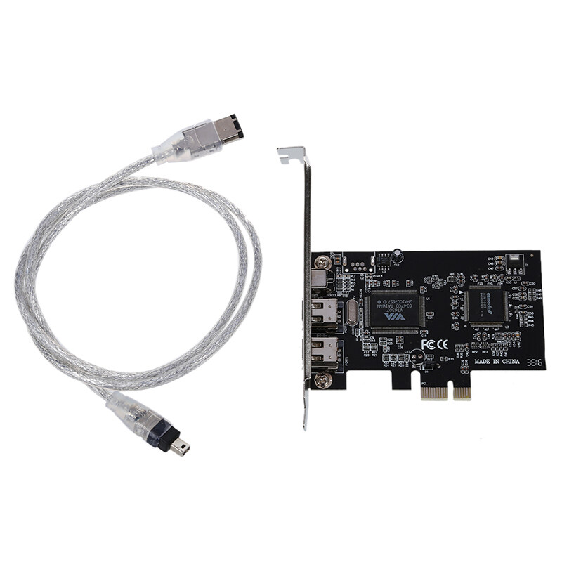 PCI Express x1 PCI-E FireWire 1394a IEEE1394 Controller Card 3 Port For ...